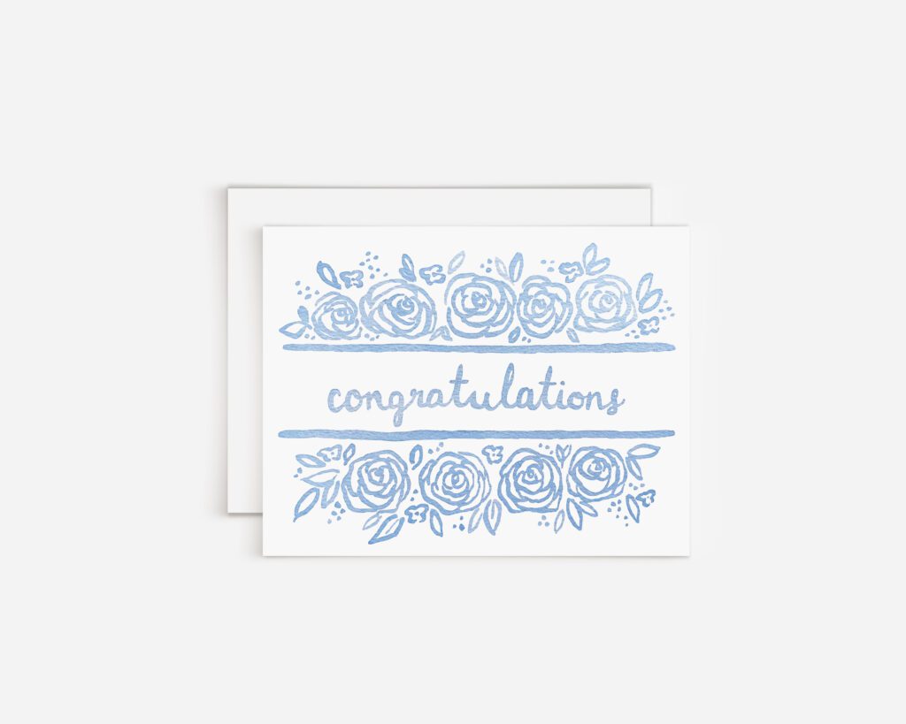 Blue Roses Congratulations Card - White Clover Paper Co.