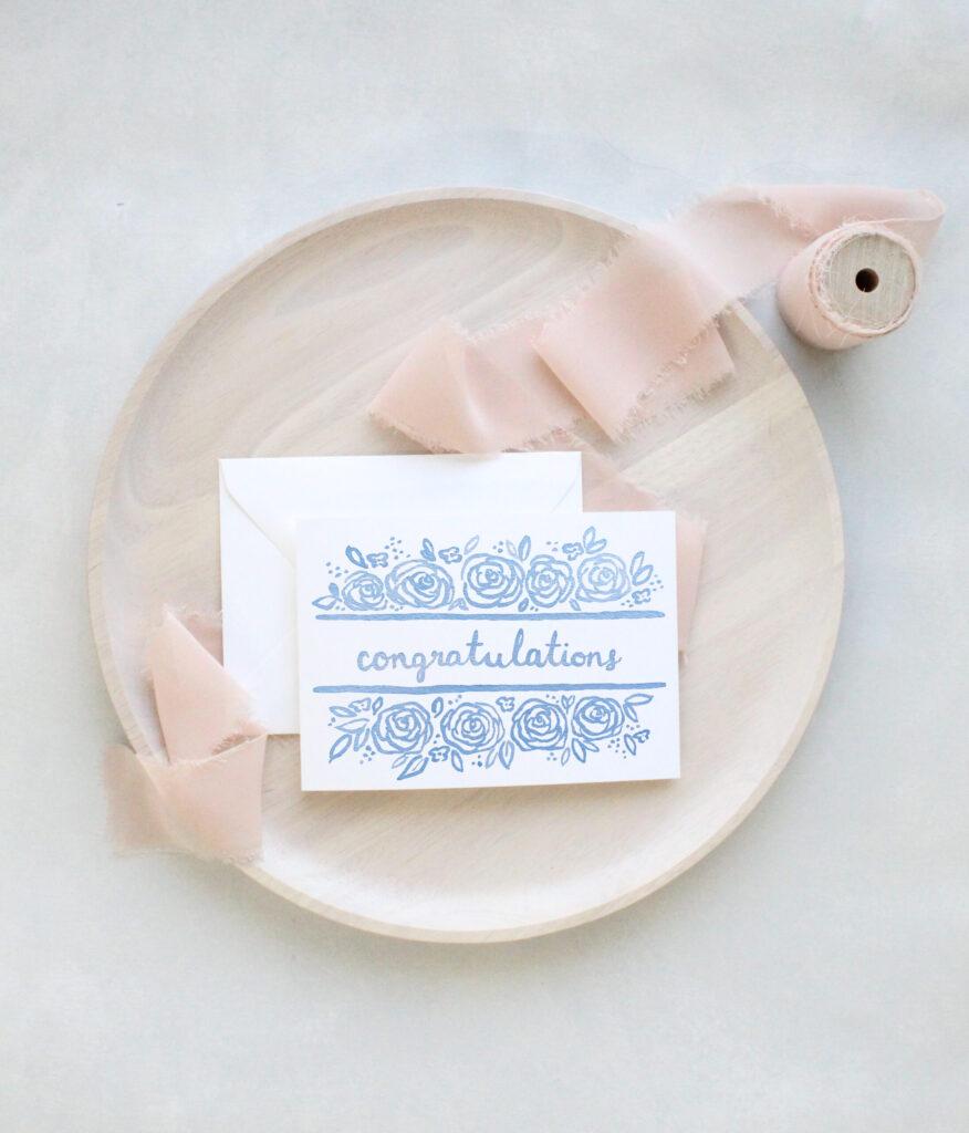 Blue Roses Congratulations Card - White Clover Paper Co.