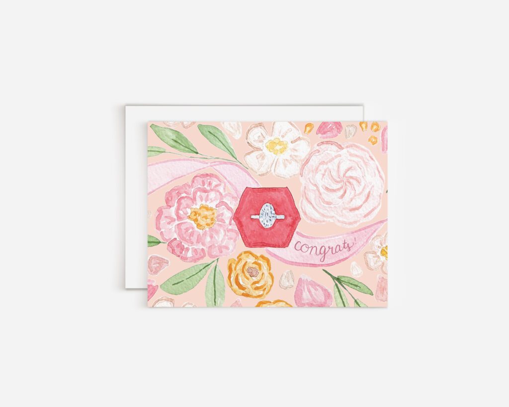 Pink Engagement Ring Card - White Clover Paper Co.