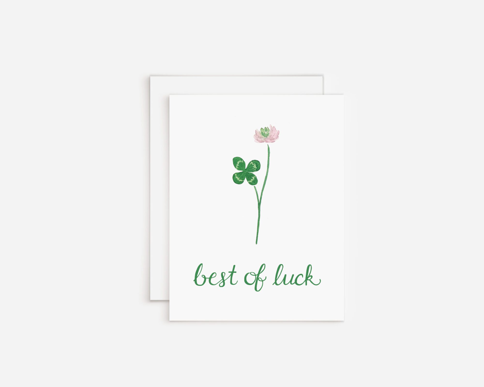 Best Of Luck Four Leaf Clover Card - White Clover Paper Co.