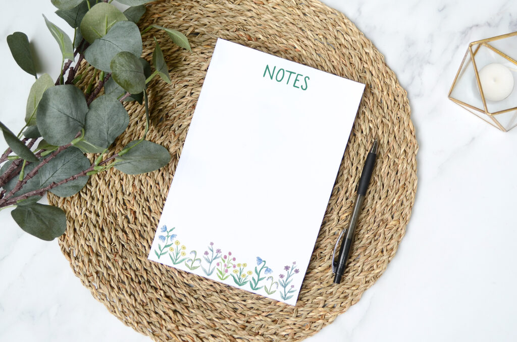 Blue And Purple Wildflower Notepad - White Clover Paper Co.