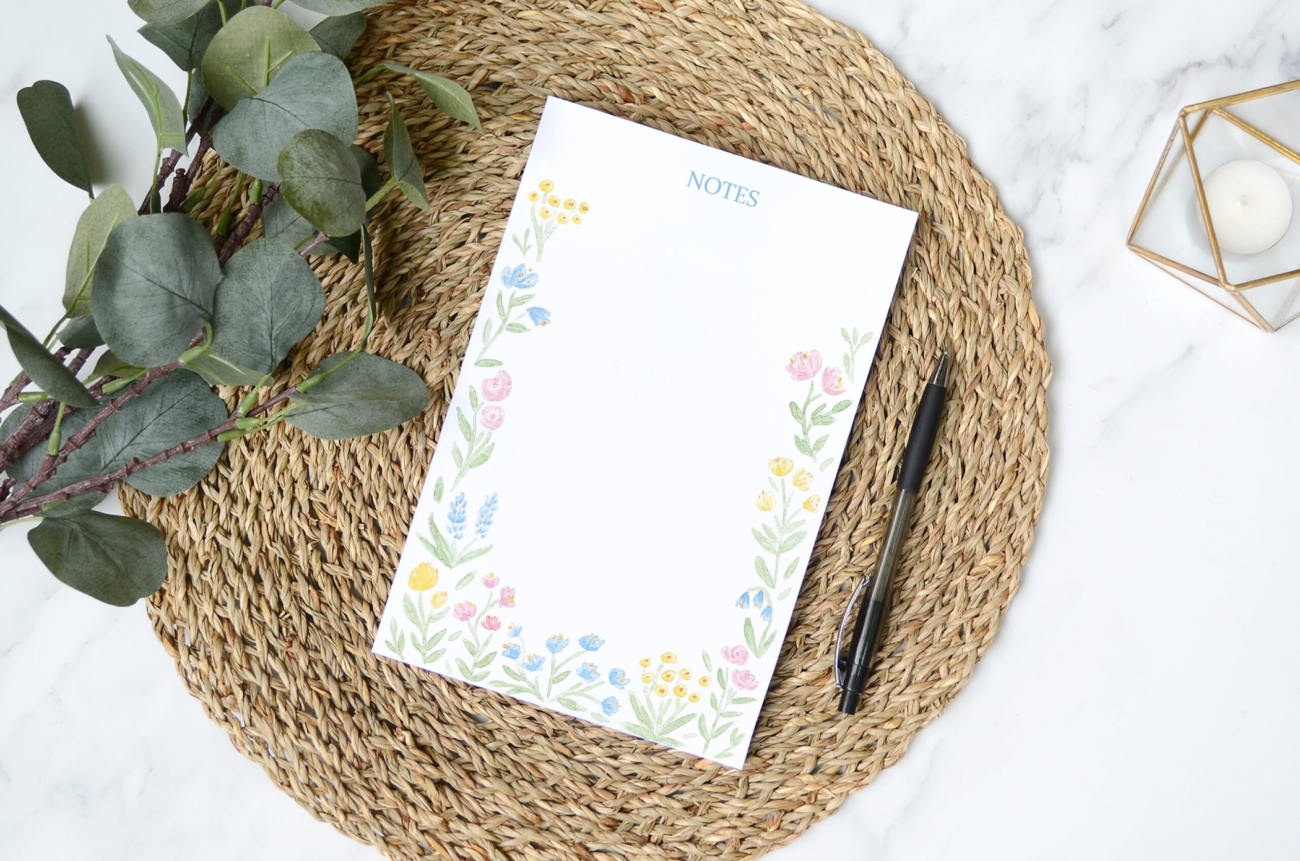 Pastel Watercolor Flowers Notepad - White Clover Paper Co.
