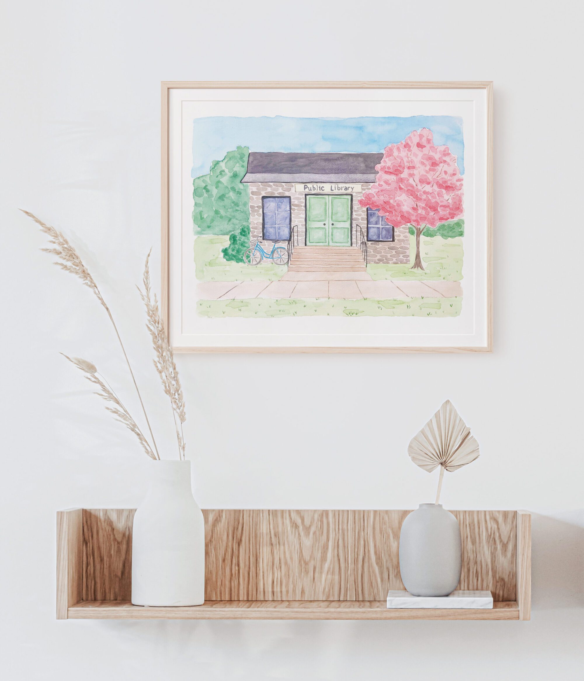 Public Library 8x10 Watercolor Art Print - White Clover Paper Co.